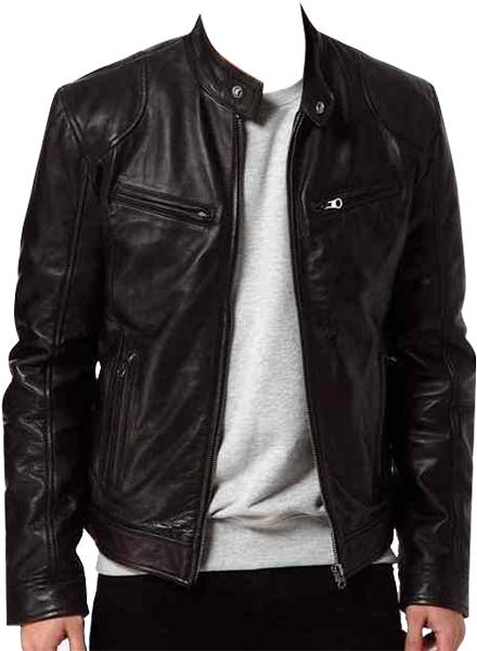 Download Jacket Png - Mens Black Leather Jacket Slim PNG Image with No ...