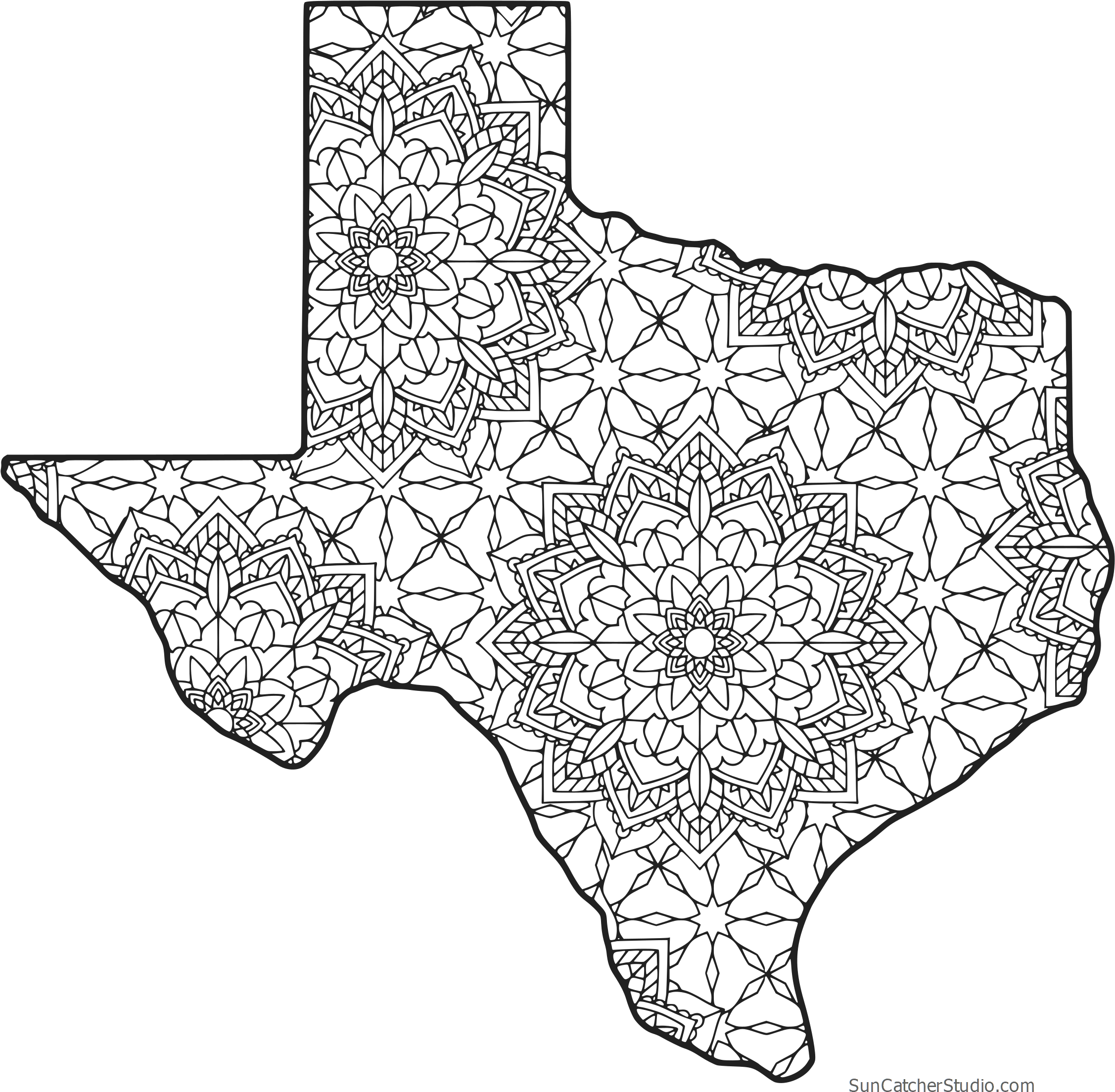 Download Free Printable Texas Coloring Page With Pattern To - Line Art ...