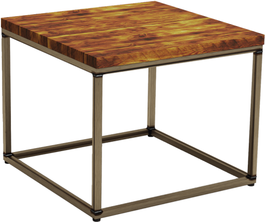 Byron Rustic Pine Square Coffee Table Cafe Bar Bistro - Metal Frame ...
