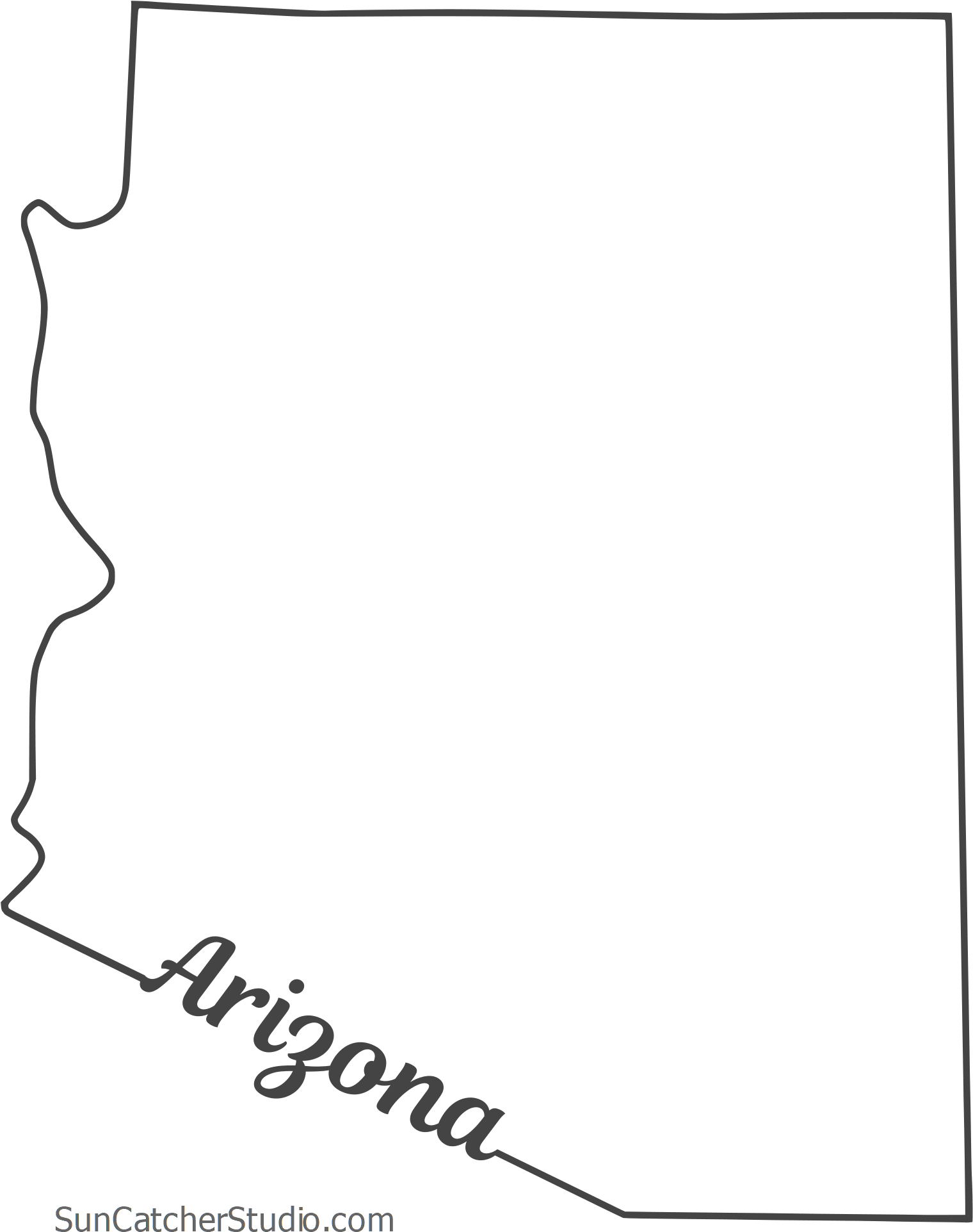 Free Arizona Outline With State Name On Border, Cricut - Paper - Free ...