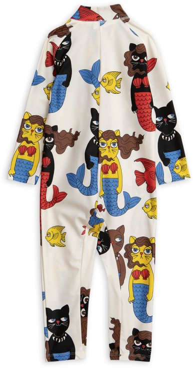 Download Mini Rodini Cat Mermaid Uv Suit Off White PNG Image with No ...