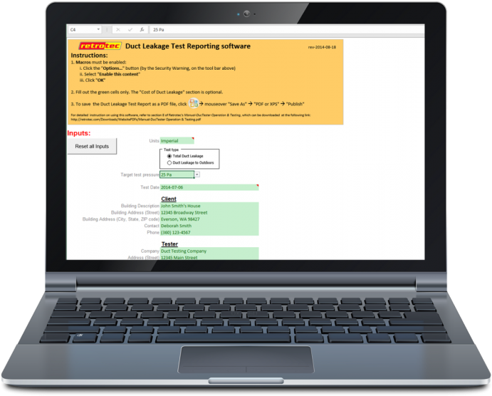 Download Duct Leakage Test Report Generator For Excel 2007 1 - Laptop ...