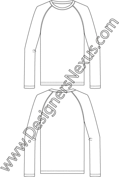 Download Dress Shirt Clipart Flat Sketch Men's - Raglan Sleeve Flat ...
