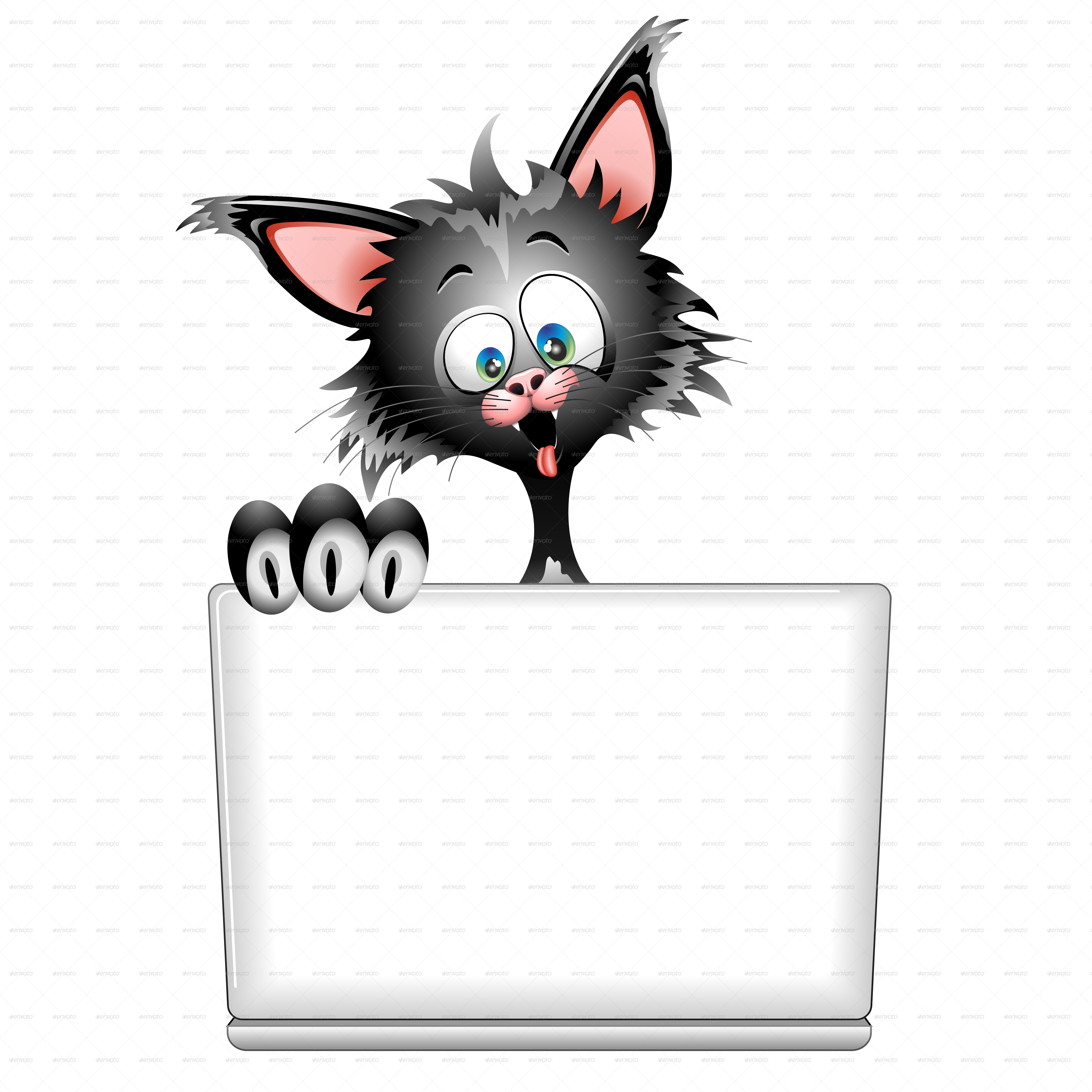 Download A Cat Cartoon With Computer Png 5000 - Crazy Cat Vectors PNG ...