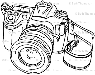 Camera Sketch Wallpaper Beththompsonart Spoonflower - Camera Drawing ...