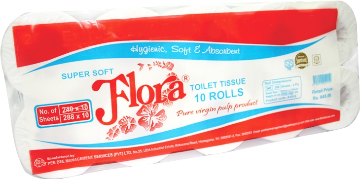 Download Flora Toilet Tissue Rolls 10 Pack - Facial Tissue PNG Image ...