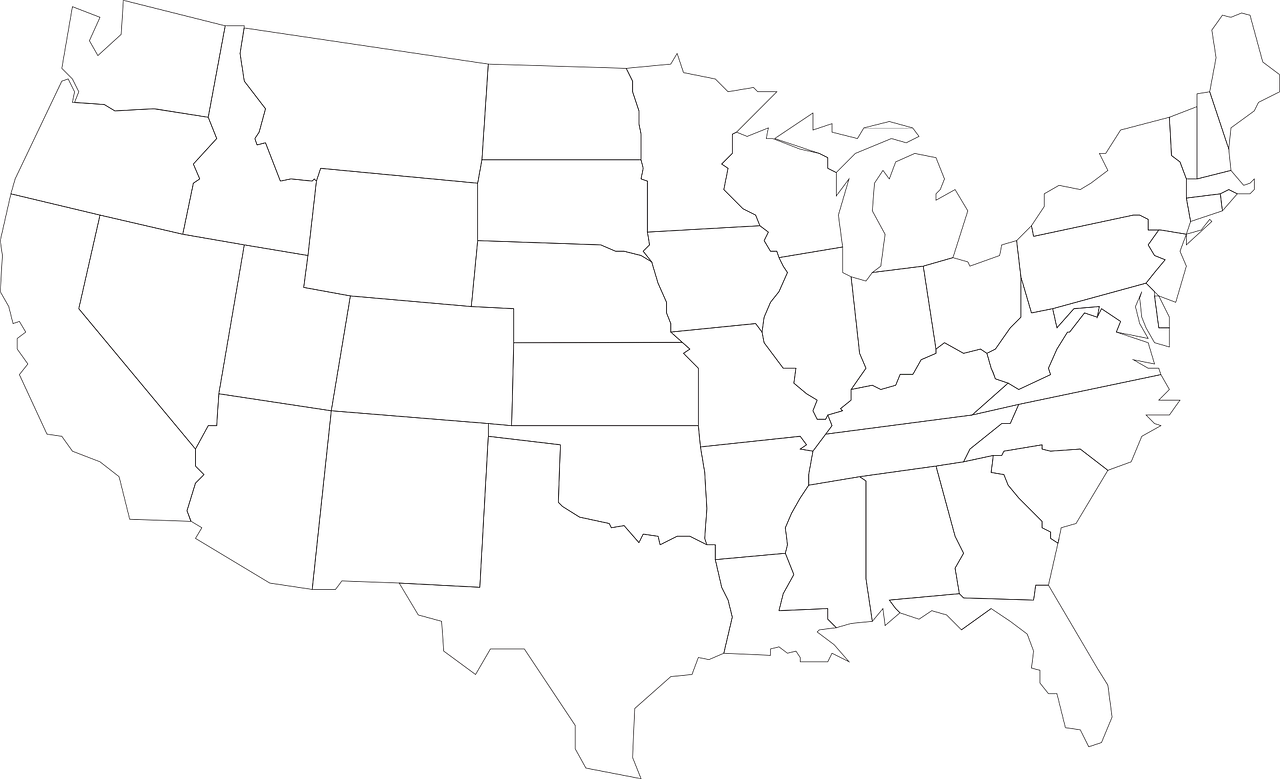 Map Usa United - Line Art - Free Transparent PNG Download - PNGkey