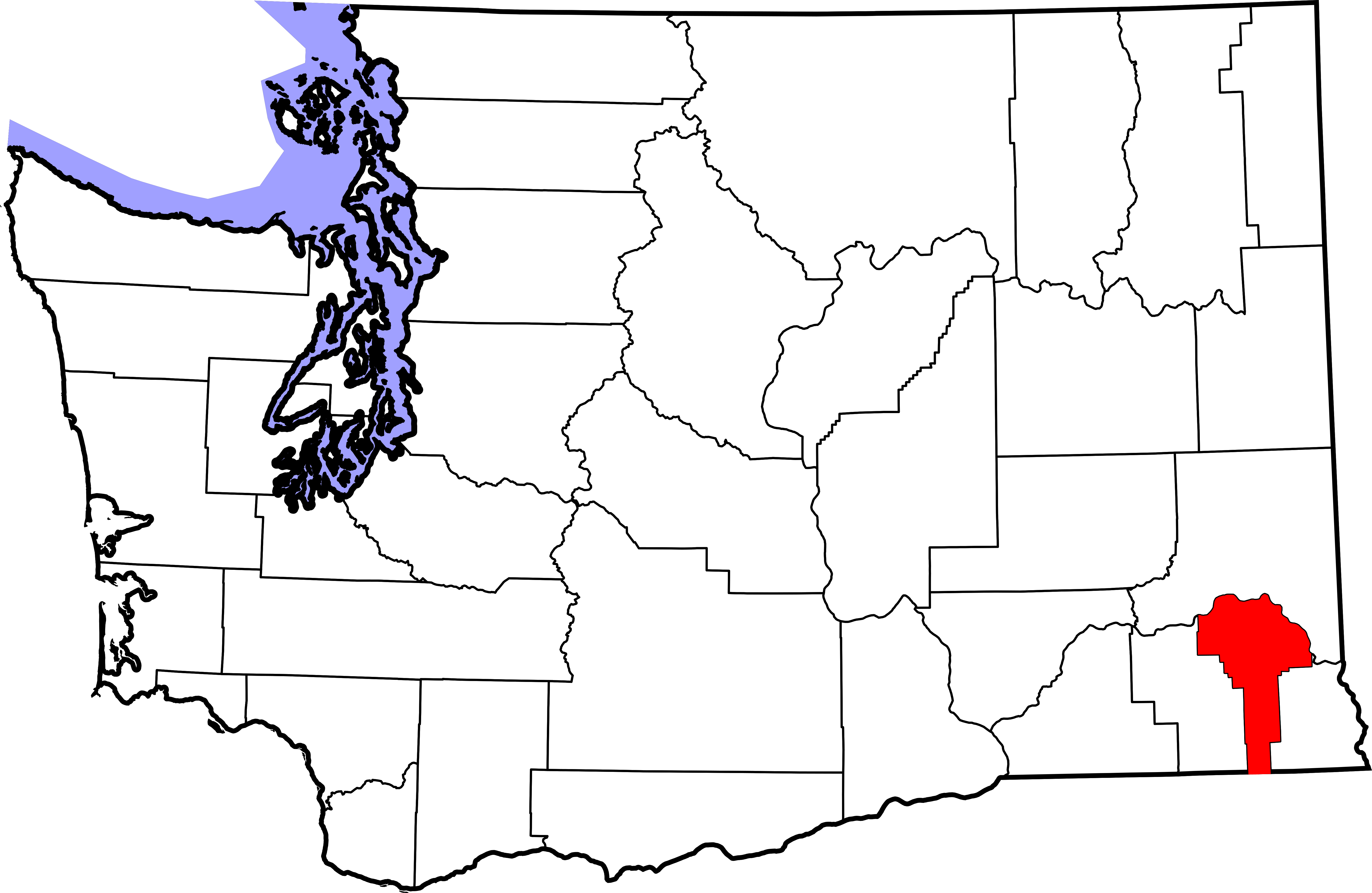 Map Of Washington Highlighting Garfield County - Spokane On Washington ...