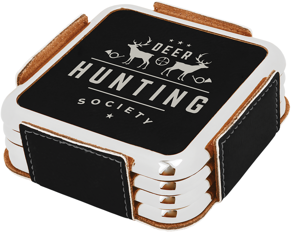 Download Black Coaster Set With Custom Laser Engraving - Drink Coaster ...