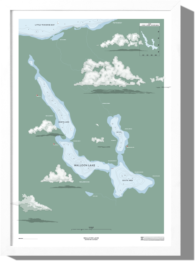 Walloon Lake Nautical Map Roo Kee Roo - Poster - Free Transparent PNG ...