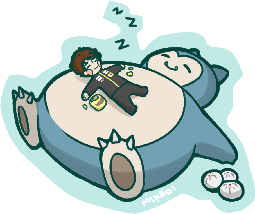 Download Shoom Taking A Nap With Snorlax - Cartoon PNG Image with No ...