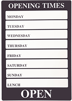Opening Times Hanging Sign - Opening Hours Png - Free Transparent PNG ...