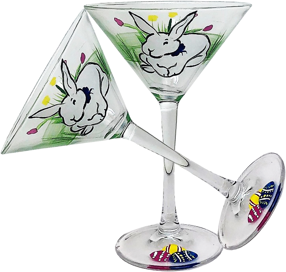 Download Springtime Bunny And Tulips Martini Glass S/2 - Martini Glass ...