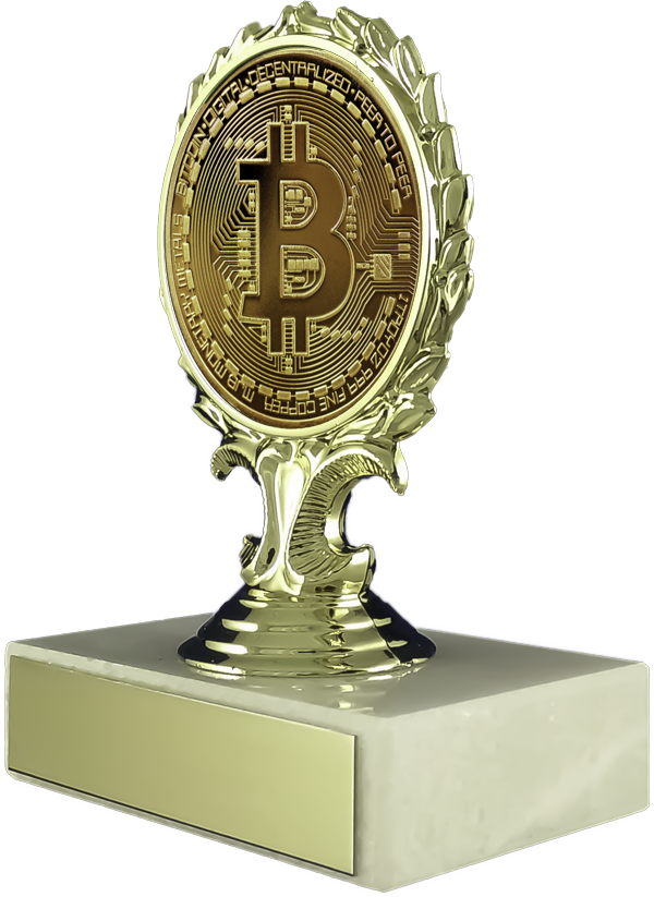 Download Bitcoin Logo Trophy On Flat White Marble - Marble PNG Image ...