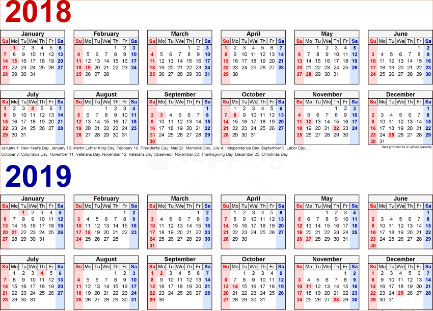 Download 2018 2019 Calendar S Png - 2019 Biweekly Payroll Calendar PNG ...