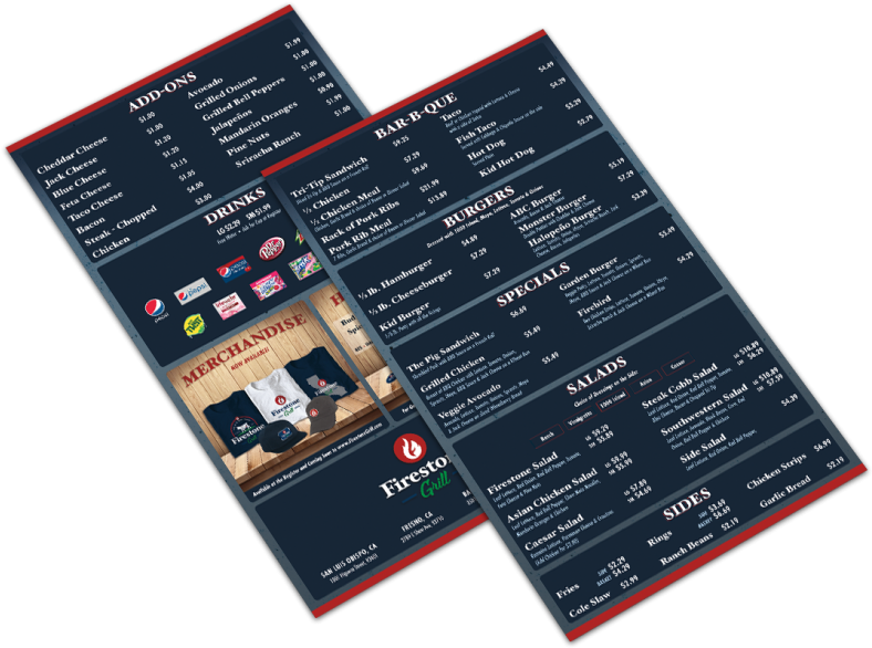 Download Firestone Grill Menu Graphic Design San Luis Obispo - Brochure ...