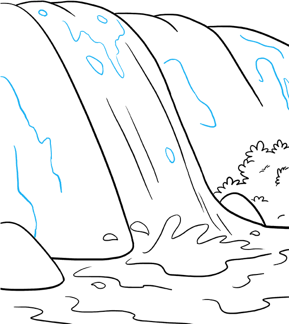 Download How To Draw Waterfall - Draw A Waterfall Step By Step PNG ...