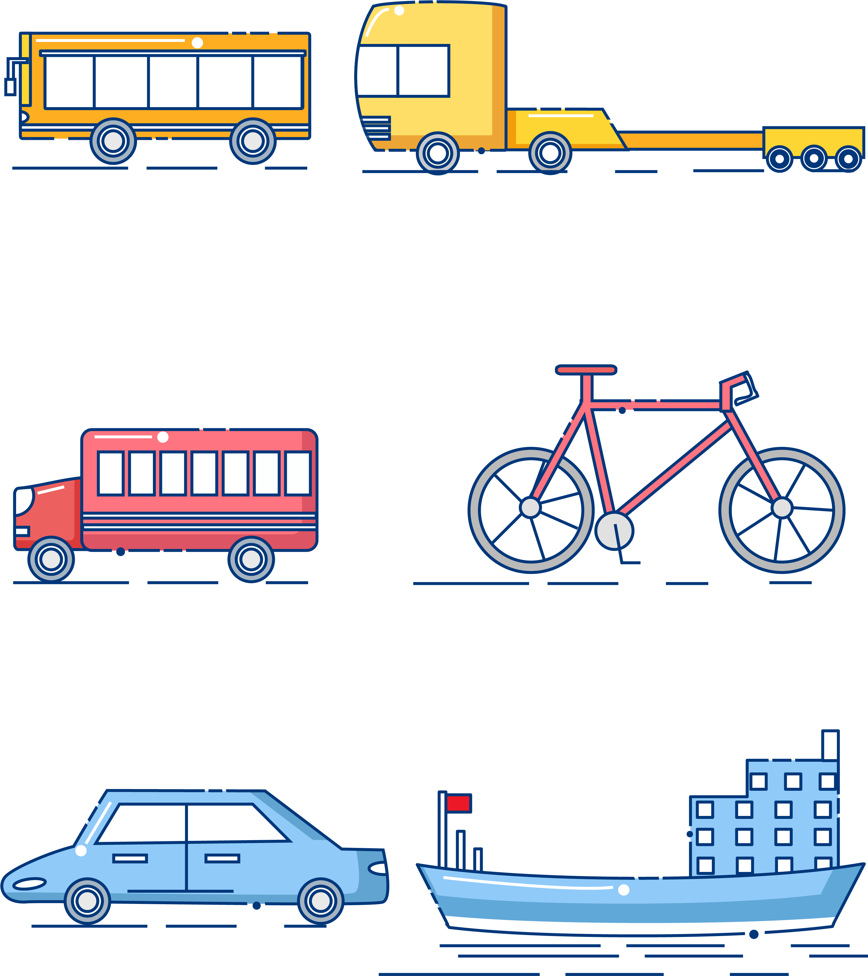 Transportation Cartoon Equipment Bus Bicycle Png And - การ ขนส่ง Png ...