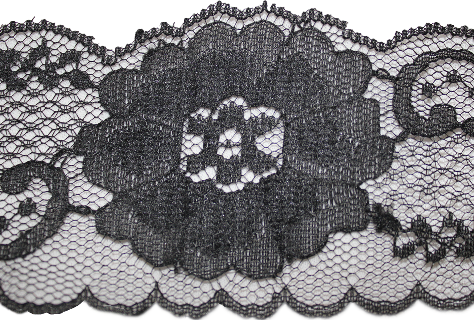 Download Floral Design Scalloped Trim - Black Lace Trim Transparent PNG ...