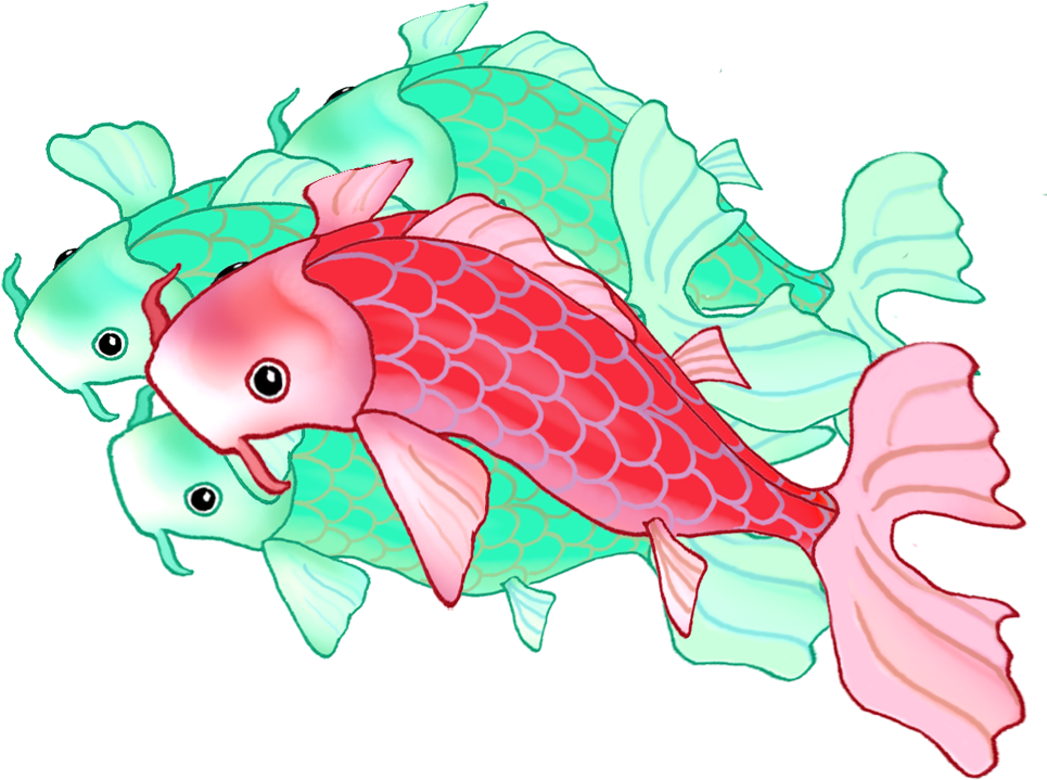 Download Three Green One Red Koi Fish - Common Carp PNG Image with No ...