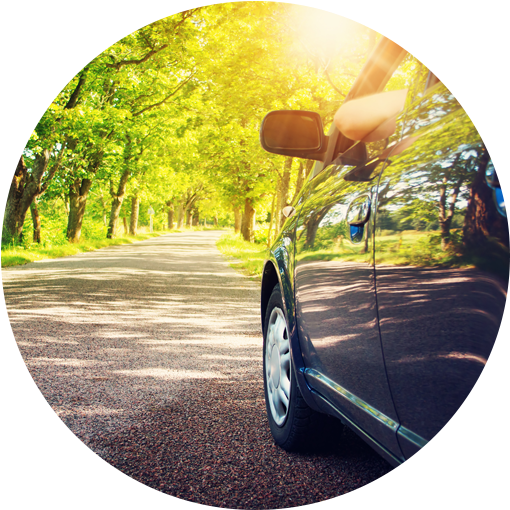 Download Car Driving Down Tree Lined Road Roundel - Car PNG Image with ...