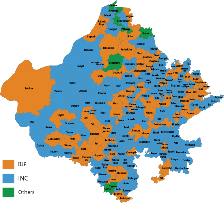 Download 200/200 - Rajasthan Assembly Election 2018 Map PNG Image with ...